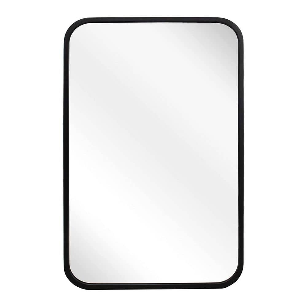 36 in. W x 24 in. H Matte Black Metal Framed Rounded Corner Rectangular ...