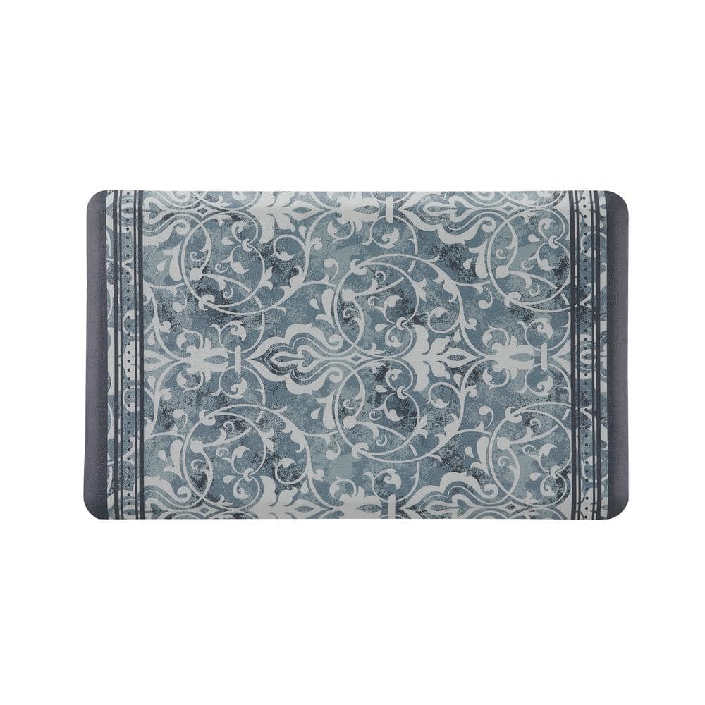 VCNY Home Ari Grey 36 in. x 20 in. PVC Indoor Anti-Fatigue Kitchen Mat ...