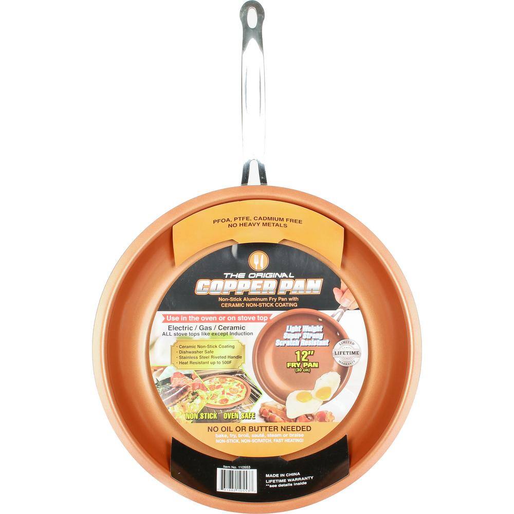 MasterPan Original Copper Pan 12 in. Aluminum Nonstick Frying Pan in ...