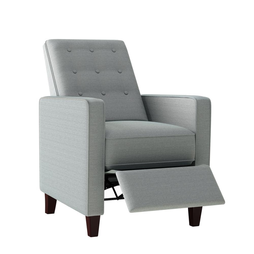 ProLounger Heather Gray Textured Linen Button Tufted Pushback Recliner ...
