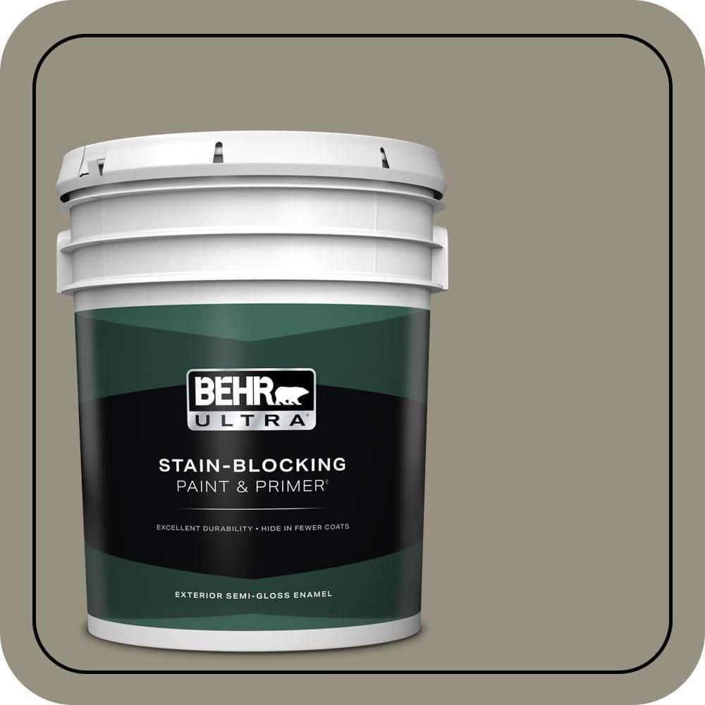BEHR ULTRA 5 gal. #N320-5 Gray Squirrel Semi-Gloss Enamel Exterior ...