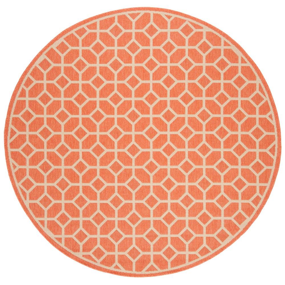 SAFAVIEH Linden Rust/Cream 7 ft. x 7 ft. Round Latticework Squares ...