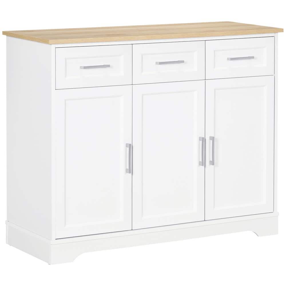 HOMCOM White Modern MDF Kitchen Sideboard Buffet Cabinet with Storage ...