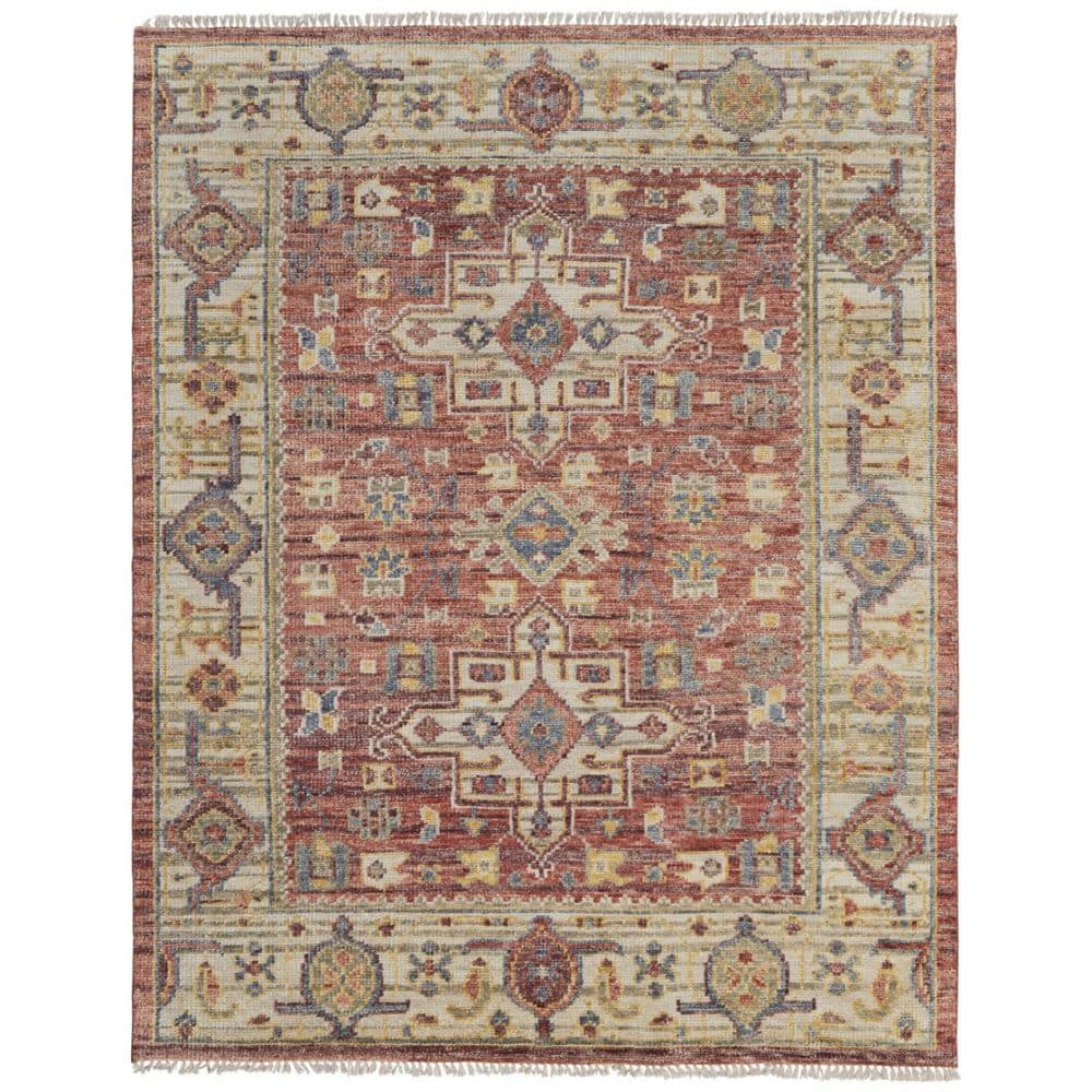 HomeRoots 10 ft. x 14 ft. Ivory, Red, Gold Oriental Area Rug 2000567149 ...