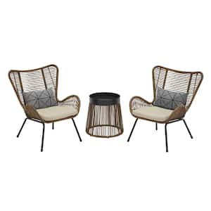 StyleWell Oakshire 3-Piece Wicker Outdoor Patio Conversation Set with ...