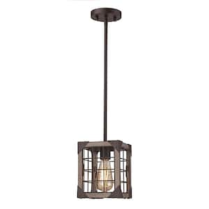 Home Decorators Collection Sarolta Sands 1-Light Bronze Mini Pendant Light Fixture with Caged ...