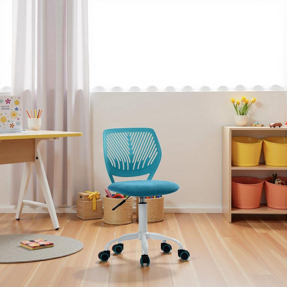 Homy Casa CARNAT Cyan Blue Ergonomic Kids Desk Chair Adjustable Height ...