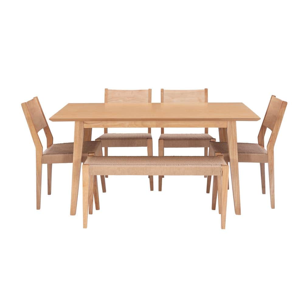 Powell Company Marlene 6-Piece Rectangle Natural Wood Top Dining Room ...