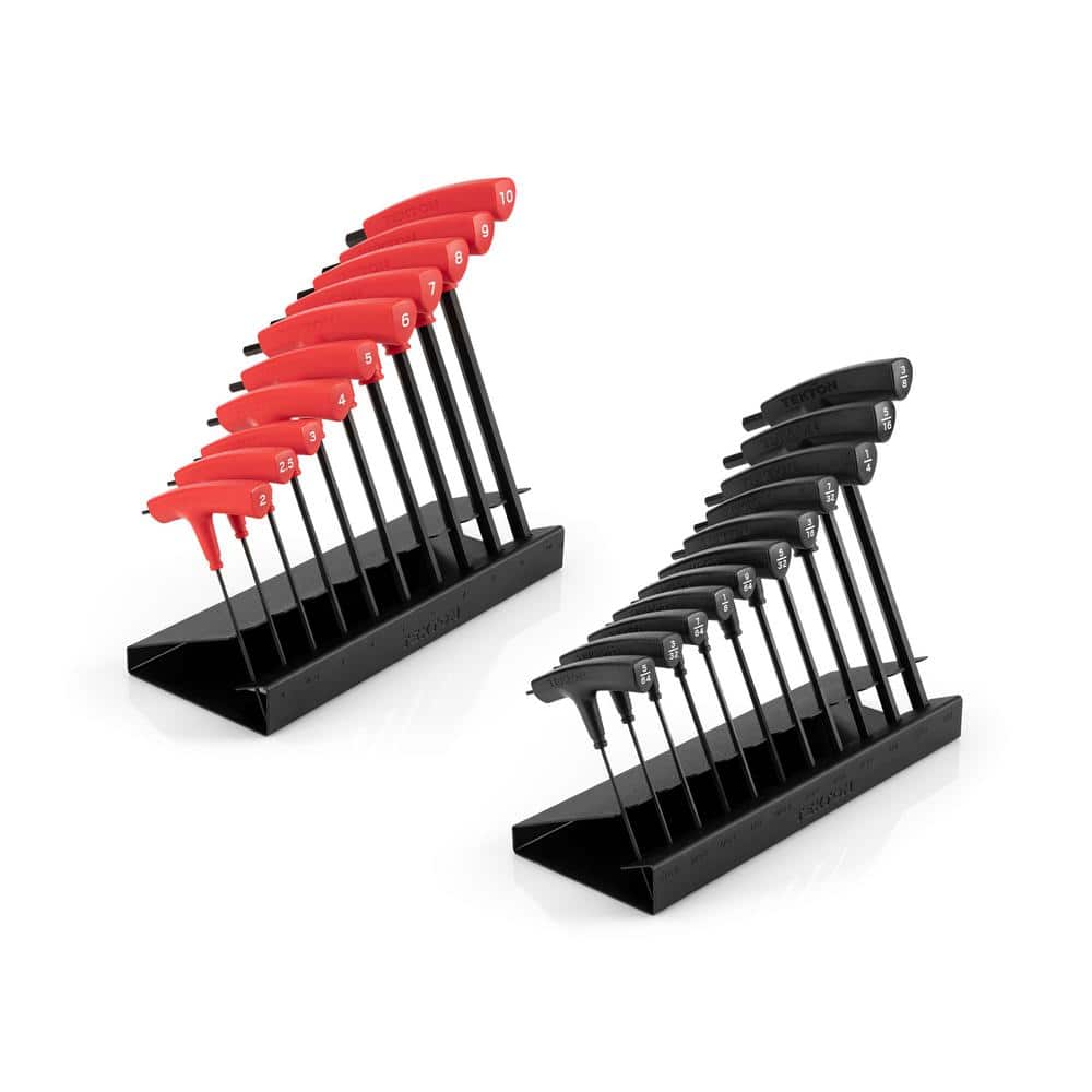 TEKTON Flat End Hex T-Handle Key Set with Stands, 21-Piece (5/64-3/8 in ...