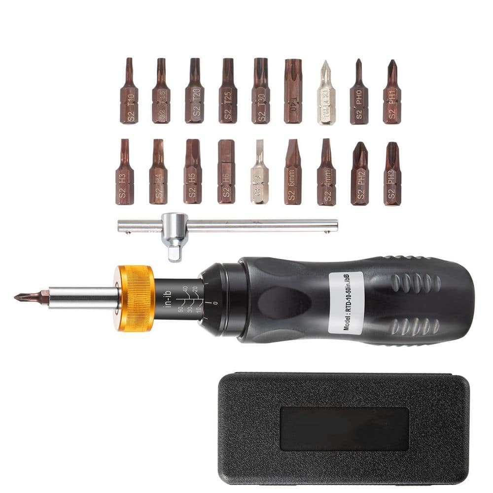 SKYSHALO 1/4 in. Drive Torque Screwdriver Set Wrench, 10-50 in. lbs ...