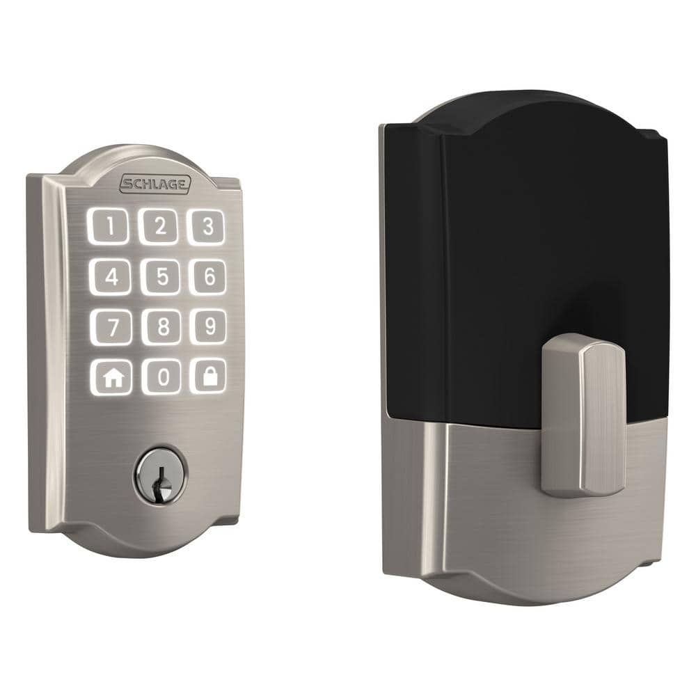 Schlage Camelot Satin Nickel Electronic Arrive Smart Wifi Single ...