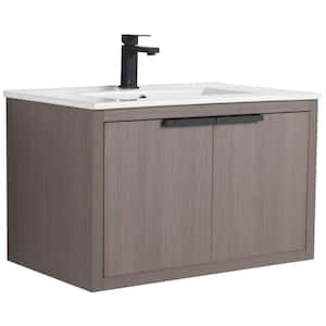 FINE FIXTURES Kingsford 30 in. Single Wall Mounted White Bath Vanity ...