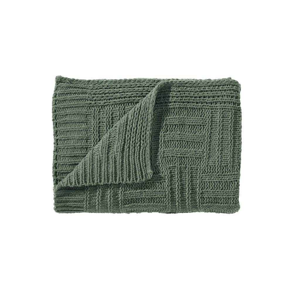 Tommy Bahama Chain Basket Green Chenille 50 x 60 Throw Blanket ...