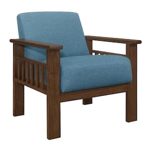 Lazzara Ocala Blue Fabric Upholstery Solid Wood Frame Accent Chair ...