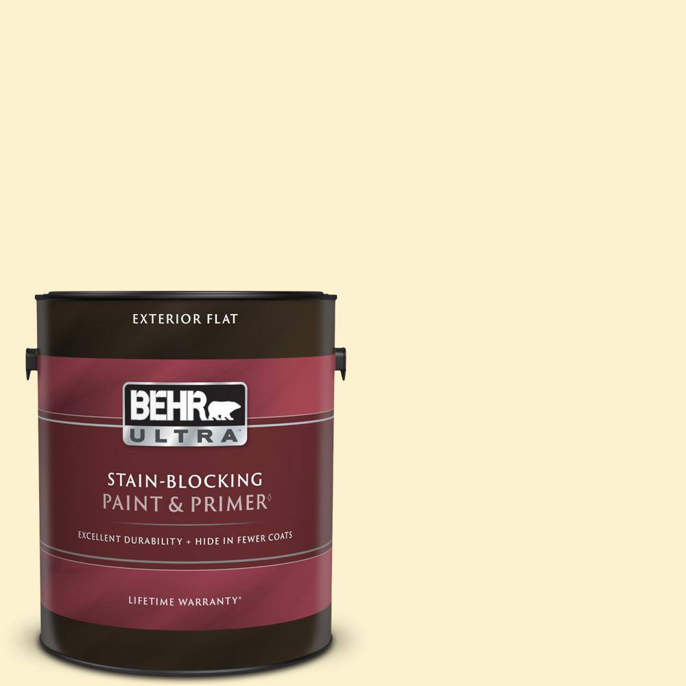 BEHR ULTRA 1 gal. #P280-1 Summer Bliss Flat Exterior Paint & Primer ...