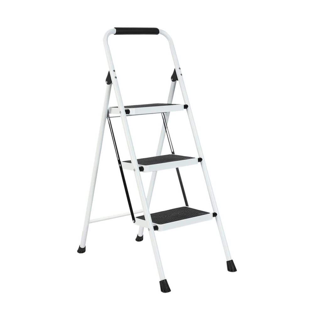 Tatayosi 3-Step Iron Folding Step Stool Ladder 330 lbs. Load Capacity ...