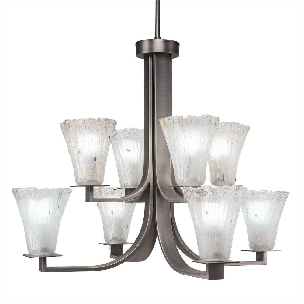 Aspen 8-Light Graphite Chandelier, Square Chandelier with 5.5 in ...