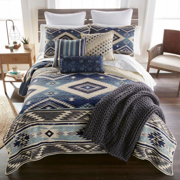 DONNA SHARP Desert Hill UCC 3-Piece Blue Polyester King Quilt Set 60297 ...