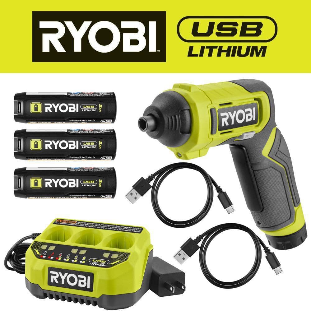 RYOBI USB Lithium Multi-Head Screwdriver Kit with 2 Ah Battery ...