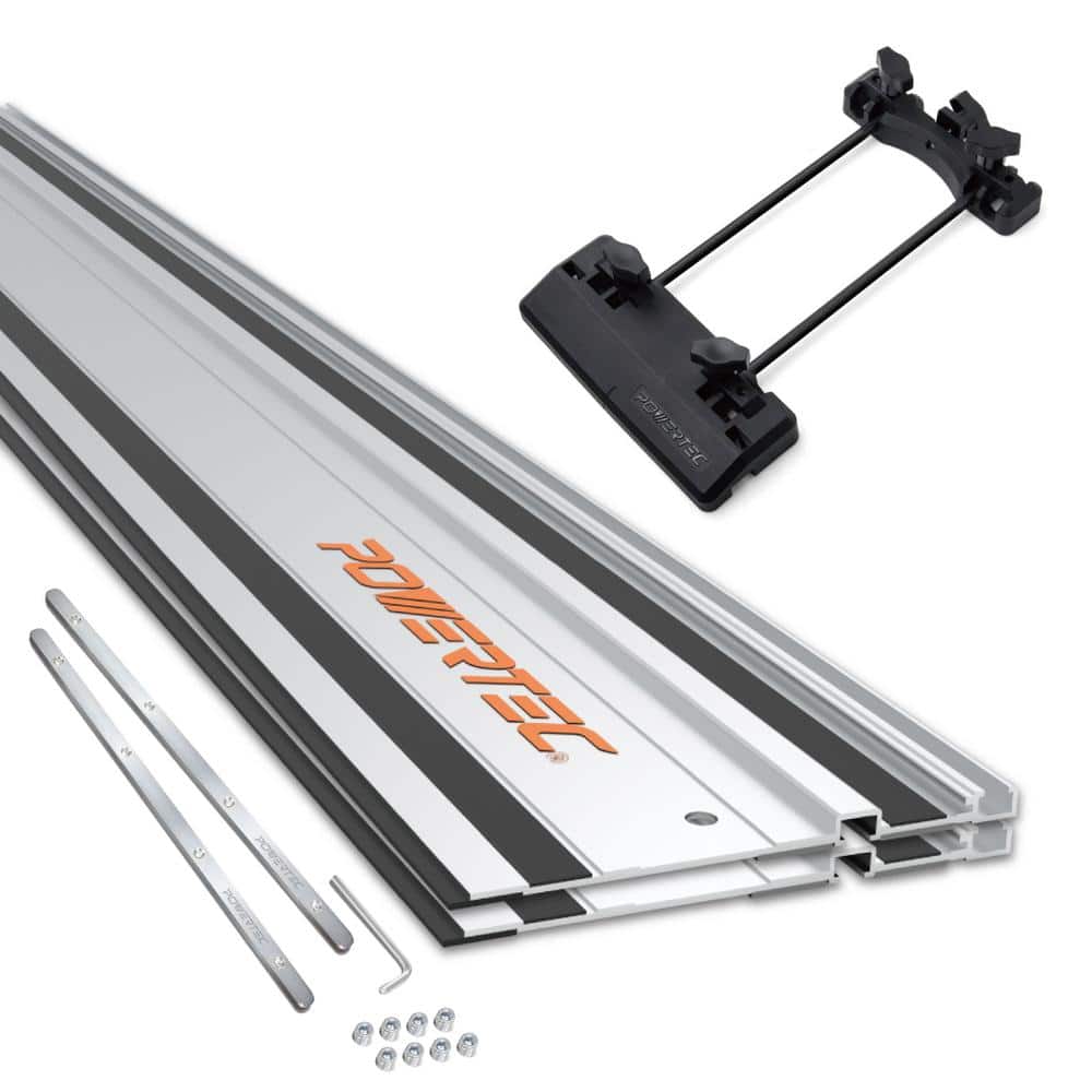 ‎POWERTEC 110 in. Track Saw Guide Rail Joining Set for Makita/Festool, 2x55 in. Guide Rail ...