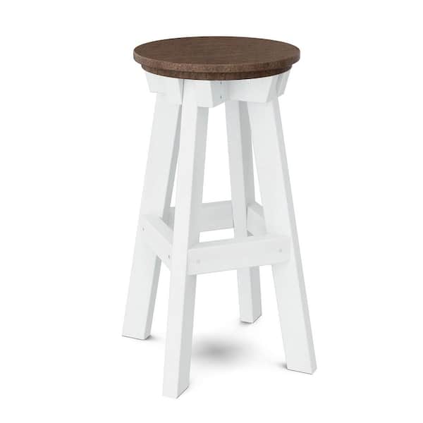 Wildridge Heritage Tudor Brown and White HDPE Plastic Outdoor Bar Stool ...