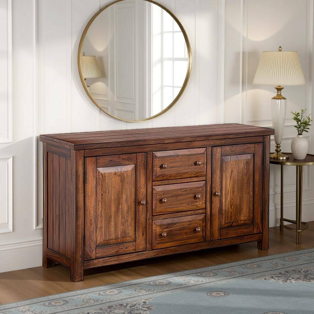 Benjara Reggie Brown and Bronze Mahogany Wood 66 in. Sled Base ...