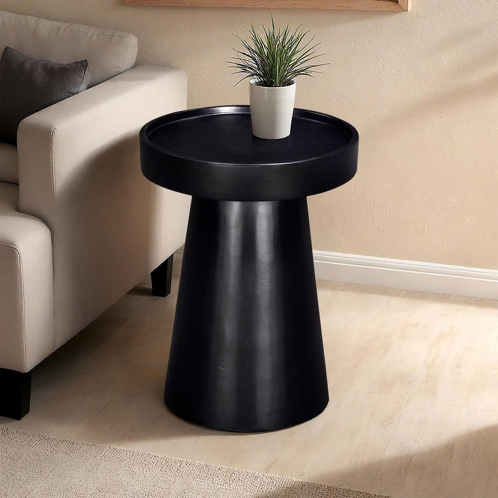 PRIMO INTERNATIONAL Zinnia 16 in. Black Oval Wood Pedestal End / Side ...
