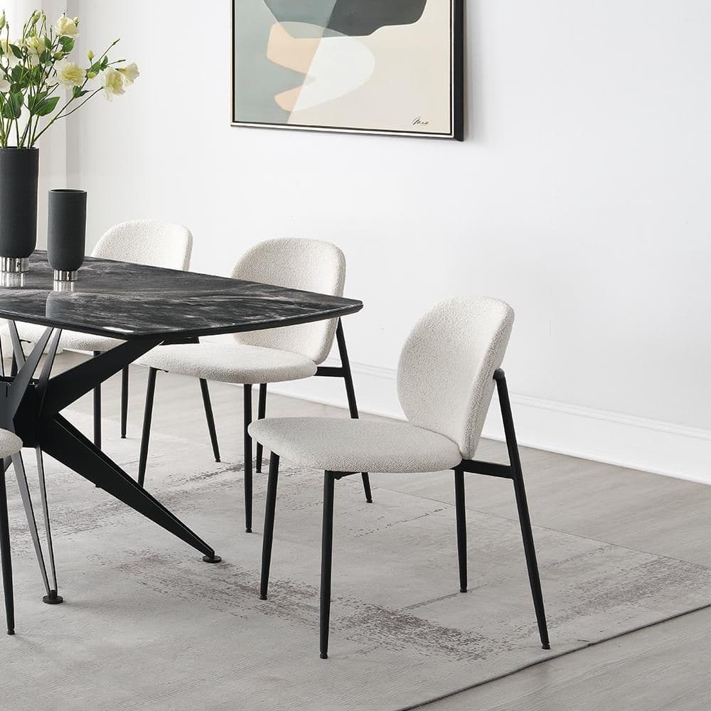 Acme Furniture Klaus White Boucle and Black Finish Polyester Side Chair ...