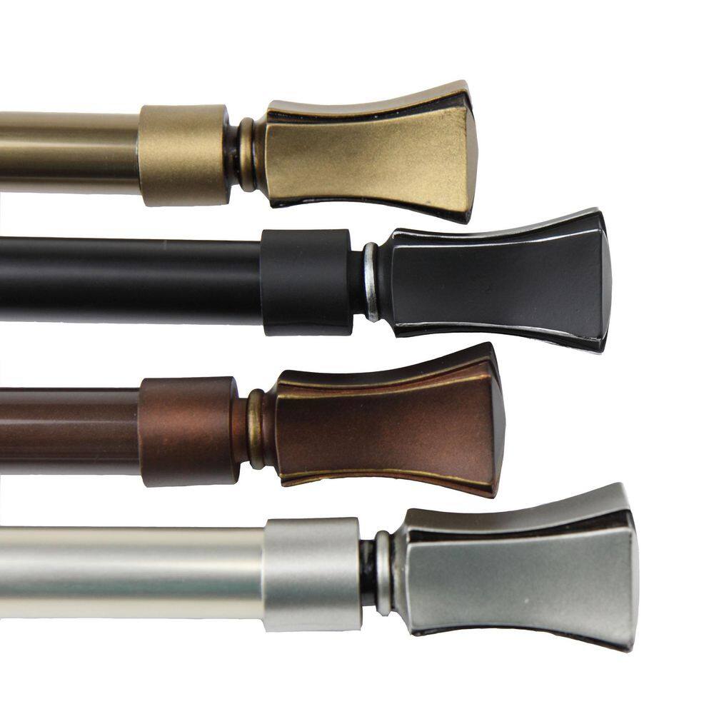 Rod Desyne 18 in. - 28 in. Telescoping Single Curtain Rod Kit in Black ...