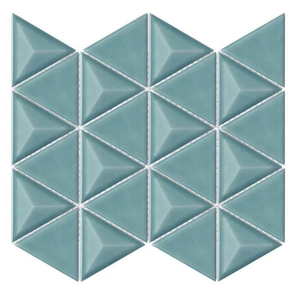 Ivy Hill Tile Medley Triangle Marine Blue 4 in. x 0.39 in. Glossy ...
