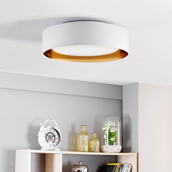 Bromi Design Naomi 15.75 in. White and Gold Flush Mount Lighting ...