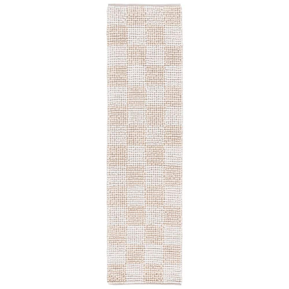 SAFAVIEH Natura 2 ft. x 8 ft. Beige/Ivory Modern Checkered Runner Rug ...