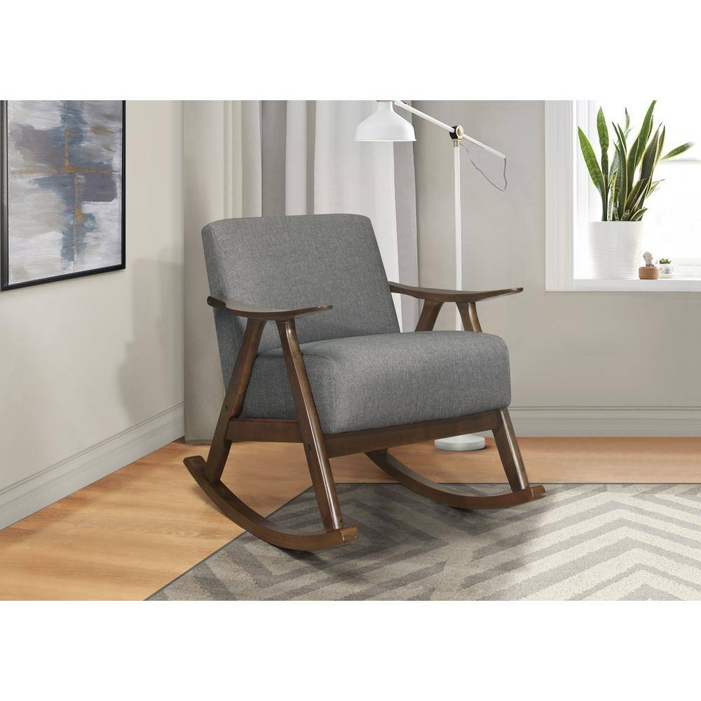 JUJABU Gray Wood Rocking Chair with Cushion Seat and Back FA8-505 - The ...