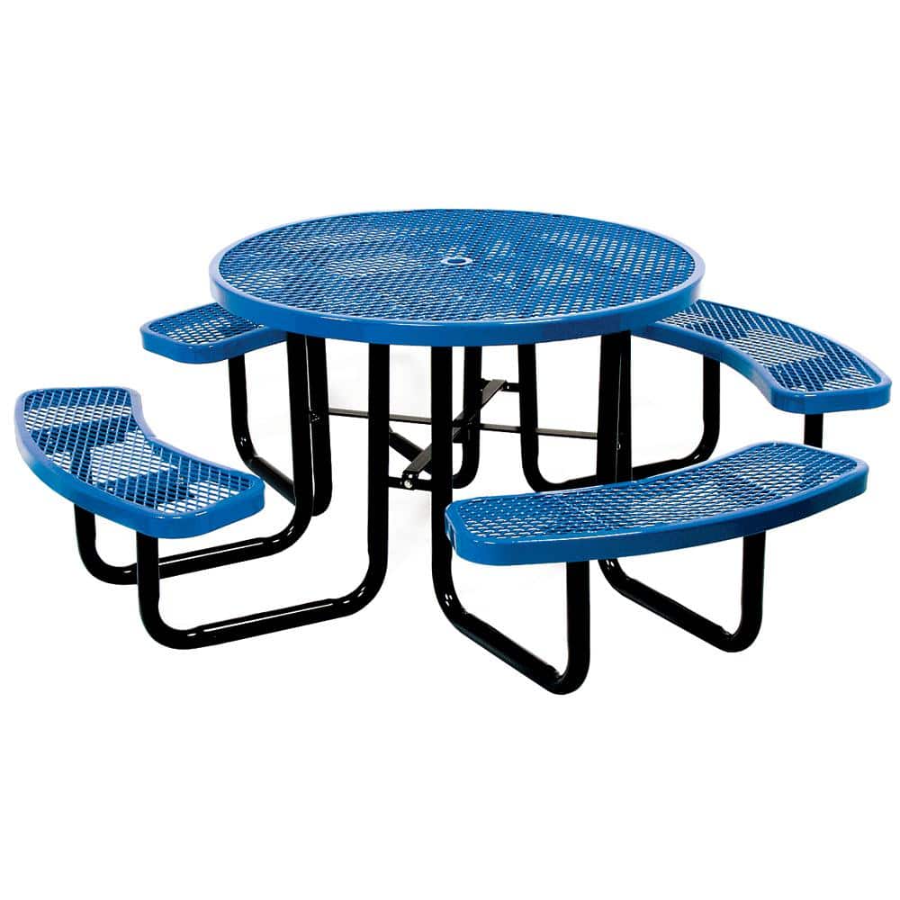 Leisure Craft Portable 46 in. Blue Commercial Round Picnic Table T46ROP ...
