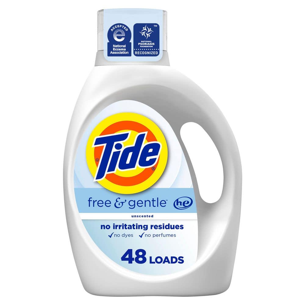 Tide Free and Gentle Unscented Liquid Laundry Detergent, 48-Loads, 63 ...