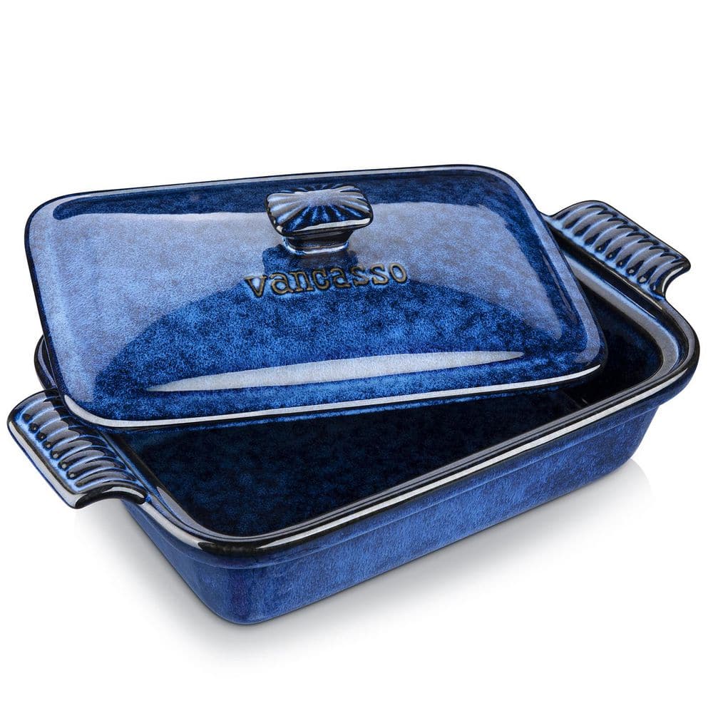 MALACASA 1-Piece Rectangle Stoneware Casserole Dish Set with Lid Baking ...