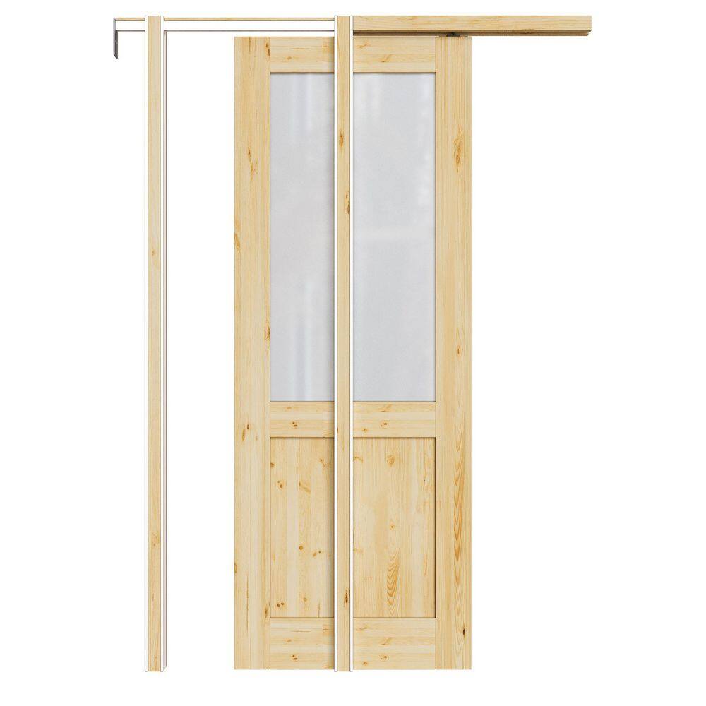 ARK DESIGN 30 in. x 80 in. 1/2-Lite Frosted Glass Unfinished Door Solid ...