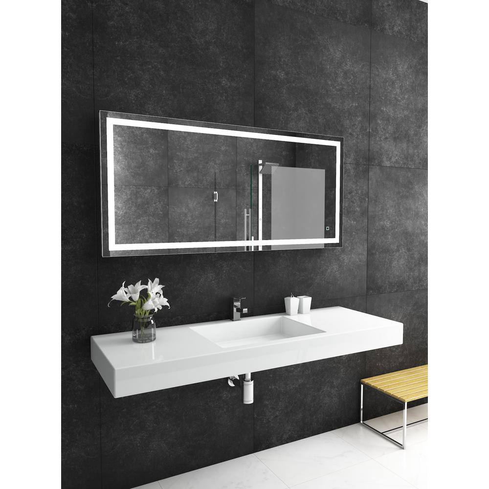 Liberty 60 in. W x 28 in. Rectangular Front Lit Frameless Wall Mounted ...