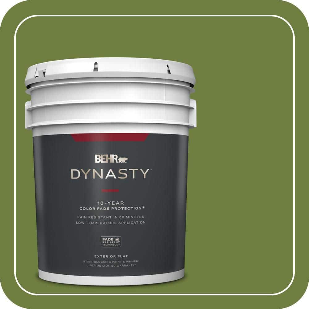 BEHR DYNASTY 5 gal. #410D-6 Moss Landing Flat Exterior Stain-Blocking ...