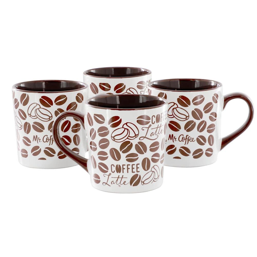 Mr. Coffee Vintage Brew 4 Piece 18 Ounce Stoneware Mug Set in Brown ...