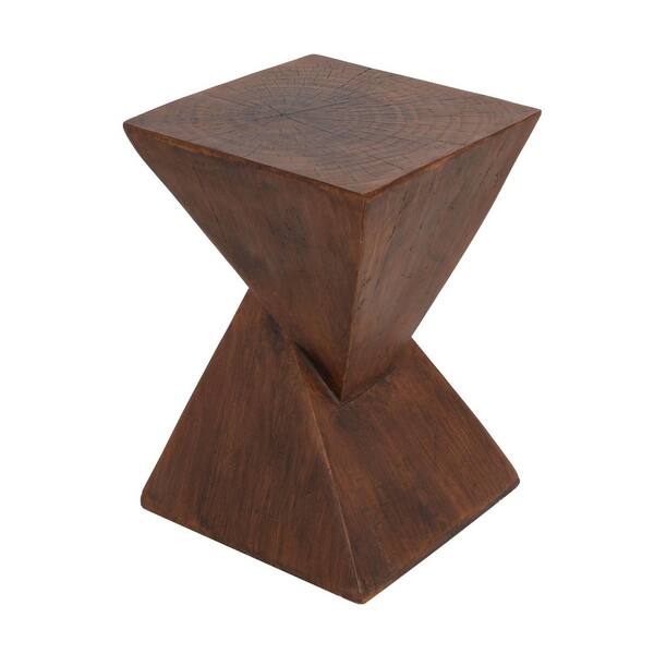 Tenleaf Wood Geometric Magnesium Oxide Outdoor Side Table Dark Brown ...