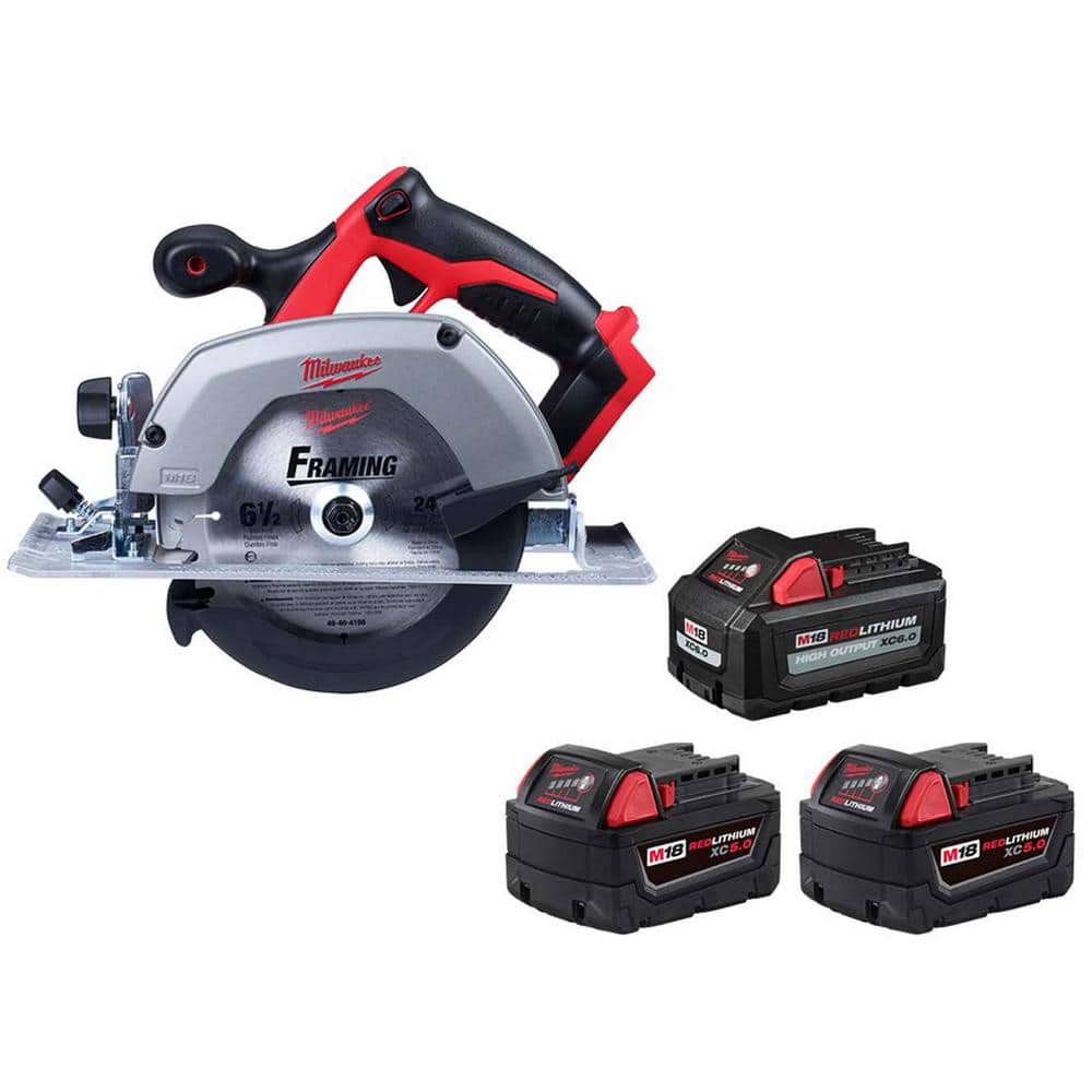 Milwaukee M18 18V Lithium-Ion Cordless 6-1/2 in. Circular Saw with M18 ...