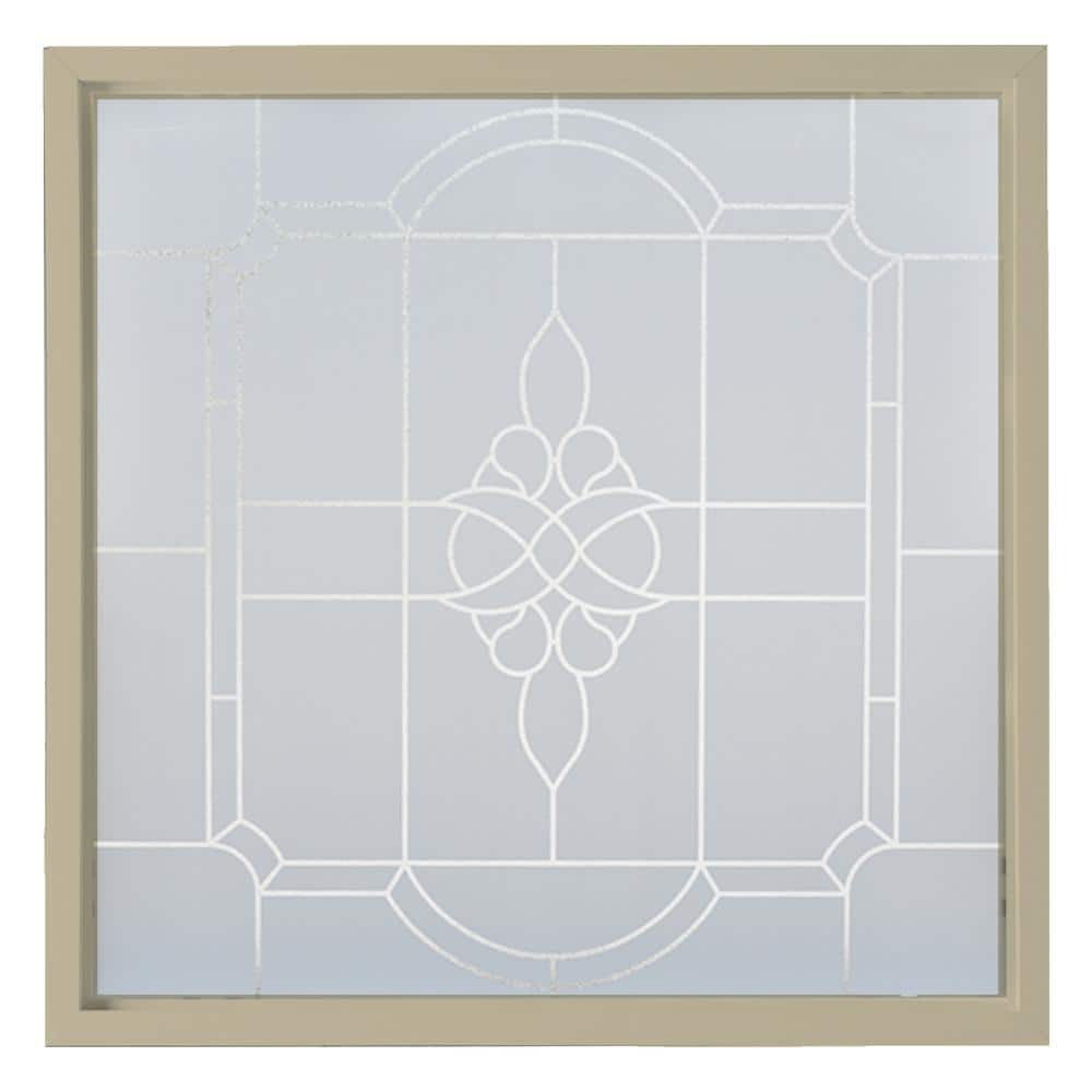 Hy-Lite 47.5 in. x 47.5 in. Victorian Silkscreened Decorative Glass Tan ...