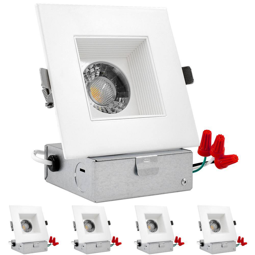 LUXRITE 4 in Canless Recessed Light with J-Box 14W=90-Watt 3 Color ...