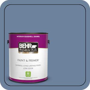 BEHR PREMIUM PLUS 8 oz. #S530-5 Brisk Blue Semi-Gloss Interior/Exterior ...