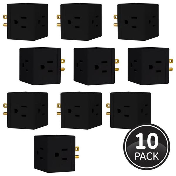 GE 3-Outlet Grounded Tap Adapter, Black (10-Pack) 47041 - The Home Depot