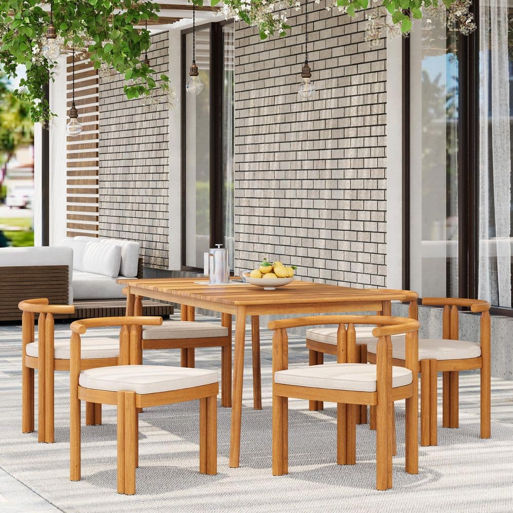 CHRISTOPHER KNIGHT HOME Calden Modern Rustic Patio 7-Piece Teak Finish ...