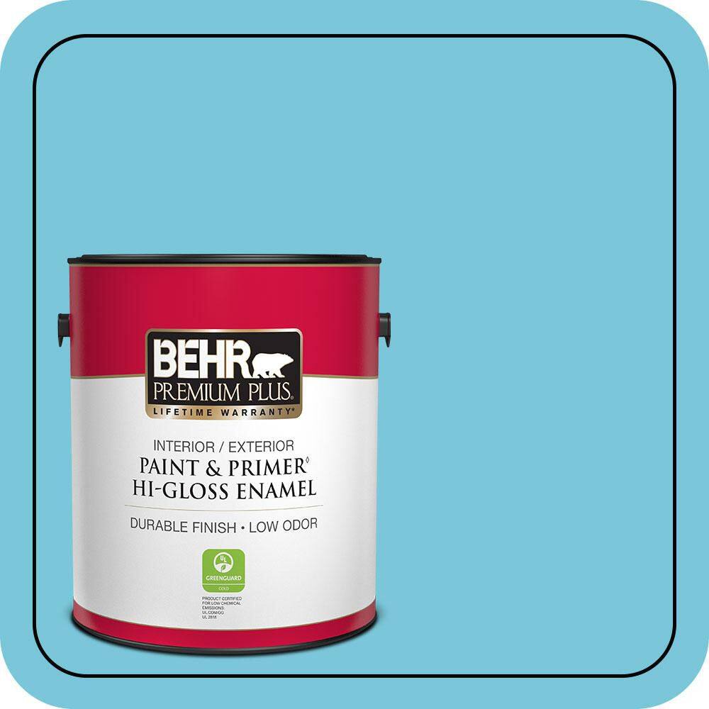 BEHR PREMIUM PLUS 1 gal. #520B-4 Water Flow Hi-Gloss Enamel Interior ...