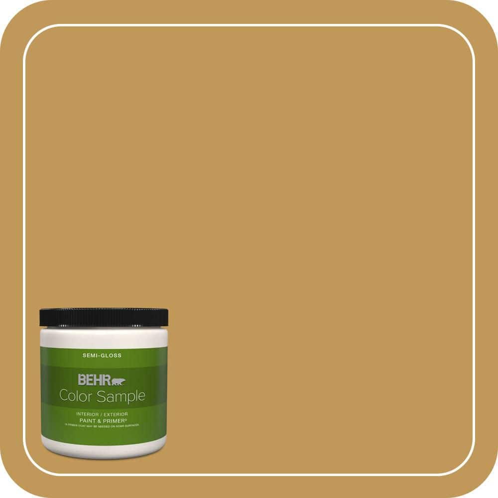 BEHR PREMIUM PLUS 8 oz. #330D-6 Townhouse Tan Semi-Gloss Interior ...