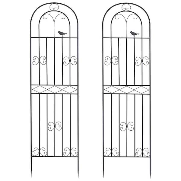 SenQWFa 86.7 Inch Metal Wire Lattice Grid Trellis Black Coated Outdoor ...